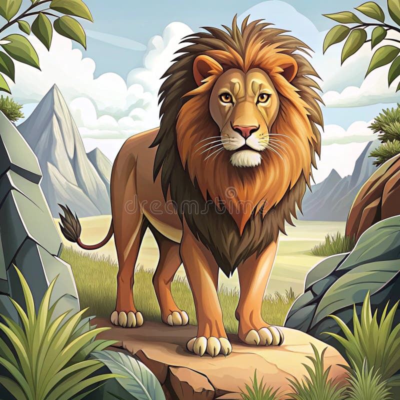 Lion stand up picture stock illustration. Illustration of staring ...