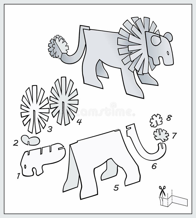 Lion from Pieces of Paper. Compose Figure Stock Vector - Illustration ...