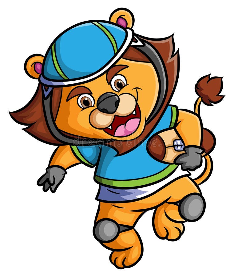 The Lion in Playing the Rugby with the Happy Expression Stock Vector ...