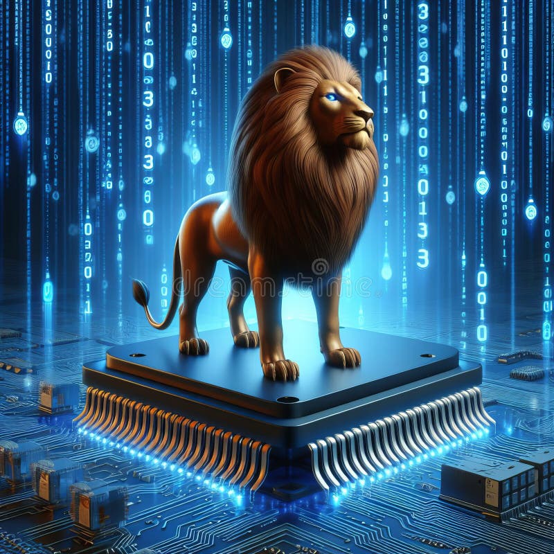 Lion on the Processor Protects Personal Data from Hacking Stock ...