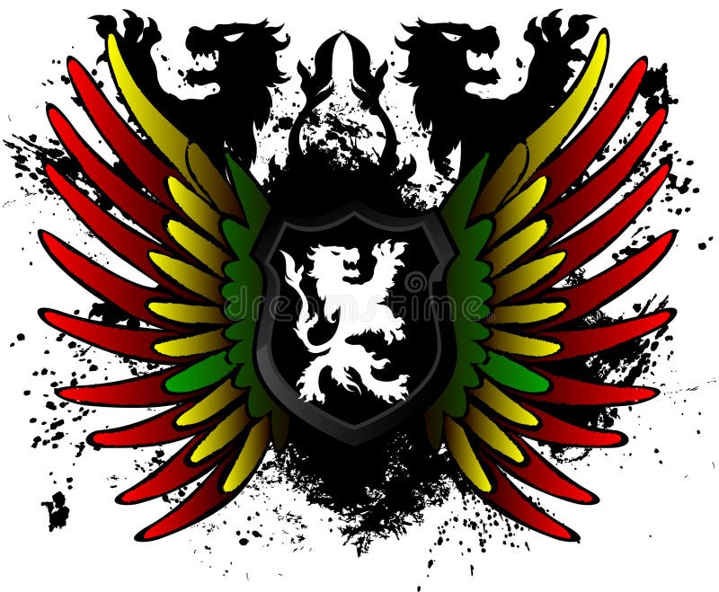 Lion Rasta Shield negro ilustración del vector. Ilustración de ...