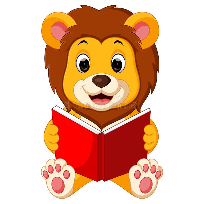 Lion reading book stock vector. Illustration of cute - 85731522