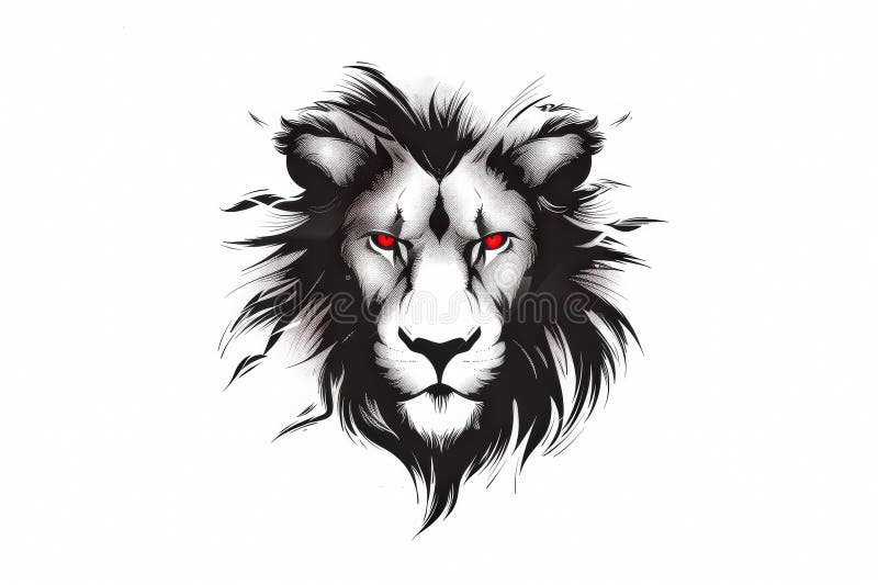 Lion with Red Eyes and a Red Stripe on Its Face Stock Photo - Image of ...