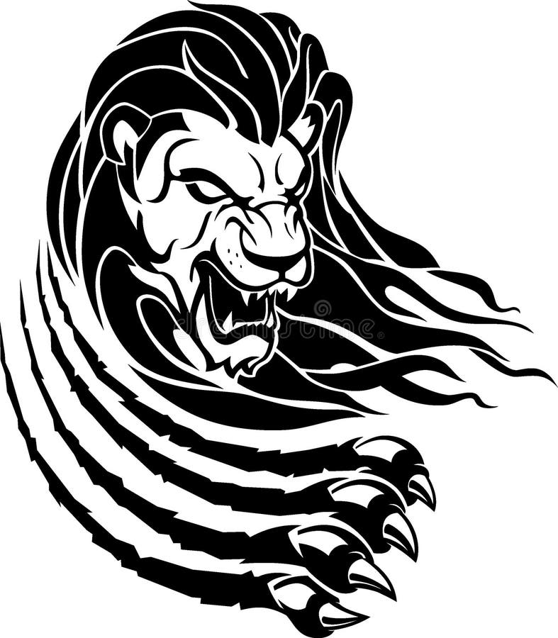 Lion Rip Surface, Front View Stock Vector - Illustration of tattoo ...