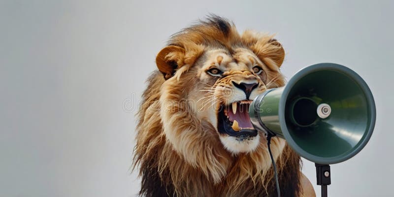Lion Roaring on a Megaphone Stock Illustration - Illustration of ...