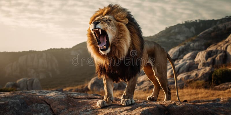 A Lion Roaring in the Wild, Representing Power and Majesty, Concept of ...