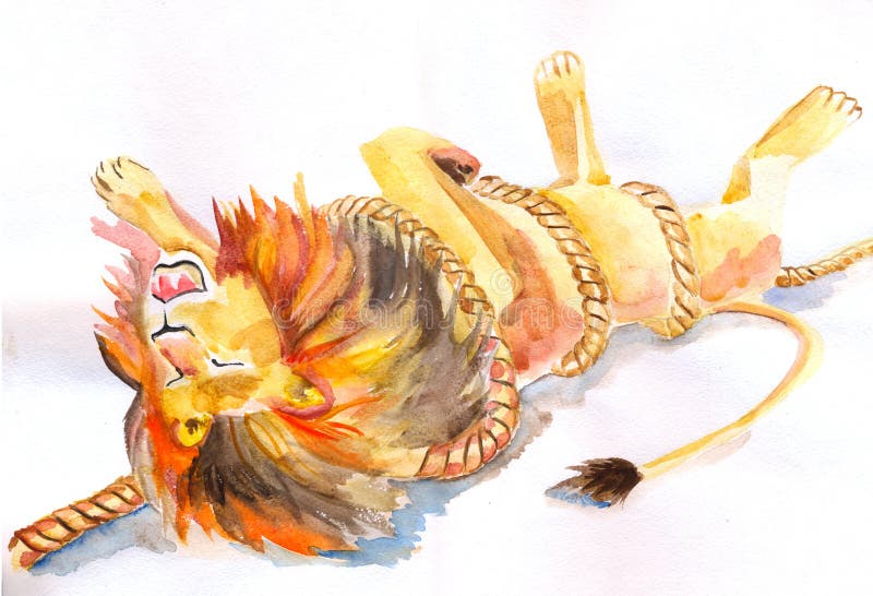 Lion in the rope stock illustration. Illustration of wildlife - 29484968