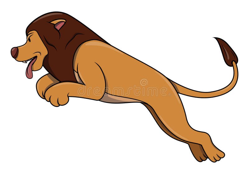 Lion Run and Jump Color Illustration Stock Vector - Illustration of ...