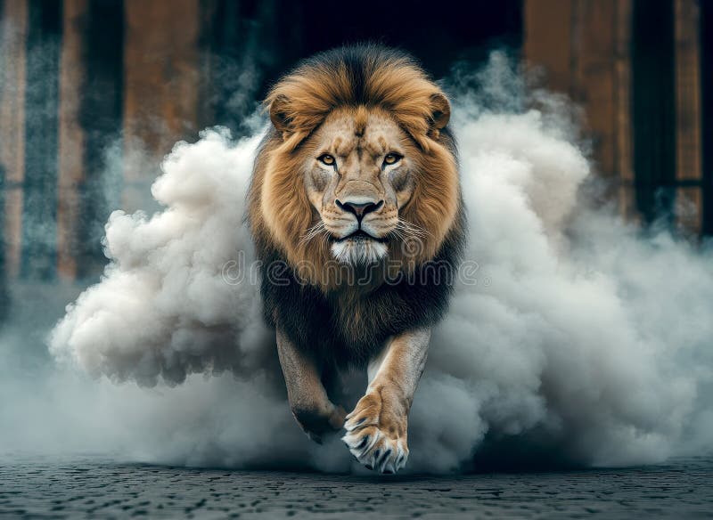 Lion Running Cloud Dust Stock Photos - Free & Royalty-Free Stock Photos ...