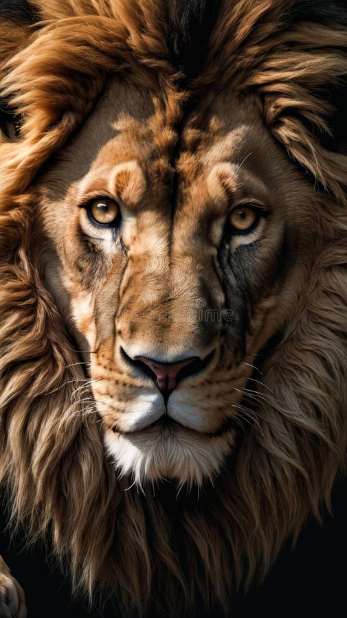 Lion S Face is Shown in Close Up with Slight Sideways View. Generative ...