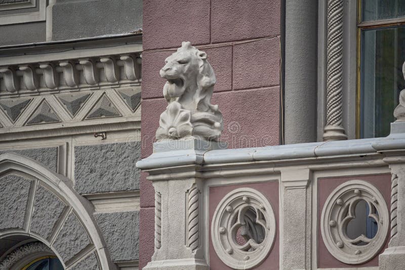 Lion`s Head As a Decoration Railing of a Historic Building Stock Image ...