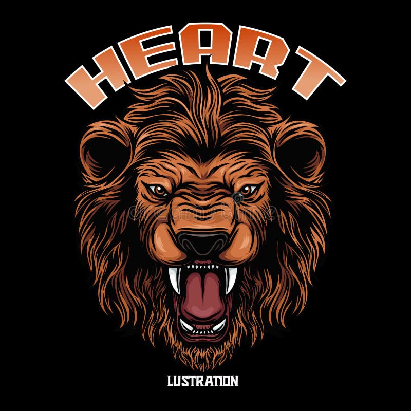 Lion Head Mascot with Text Illustration Stock Vector - Illustration of ...