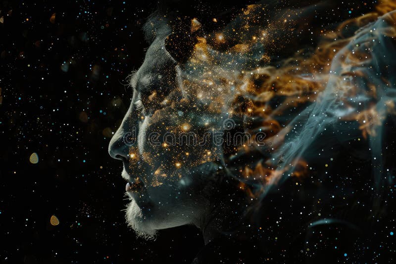 A Lion S Profile Blended with the Texture of a Starry Night Sky in a ...