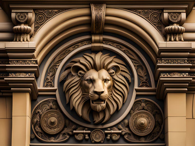 Lion Sculpture in a Modern Building, Ai Generated Stock Illustration ...