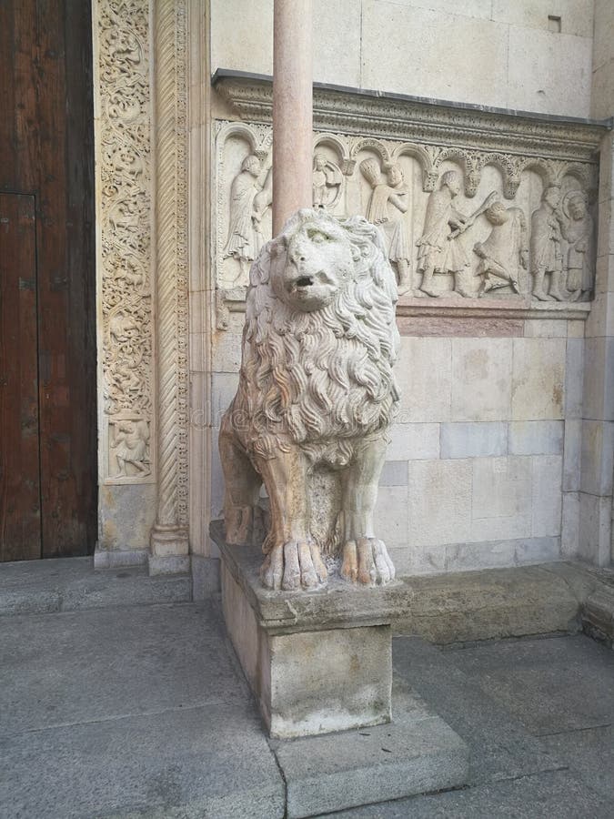 Lion stock image. Image of verona, lion, church, sculpture - 113563781