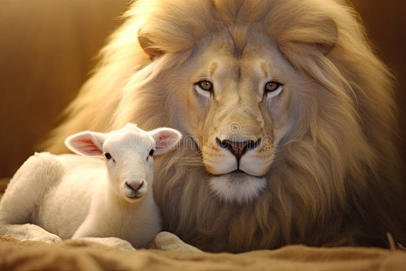Lion and sheep stock image. Image of mane, yellow, closeup - 296051709