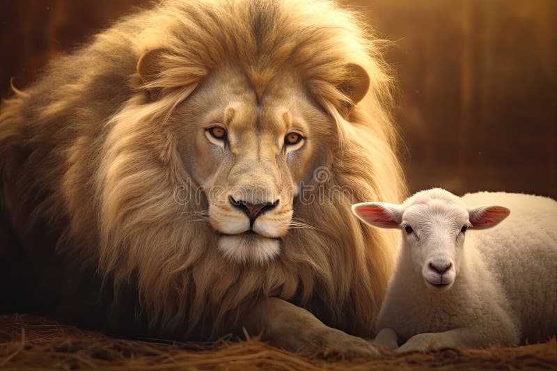 Lion and sheep stock image. Image of africa, family - 310348701