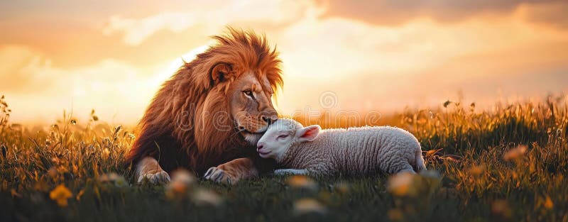 Lion and sheep stock image. Image of cute, savannah - 362417295