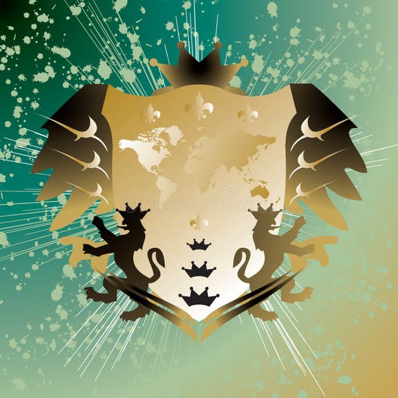 Green Shield Ribbon Crown Stock Illustrations – 307 Green Shield Ribbon ...