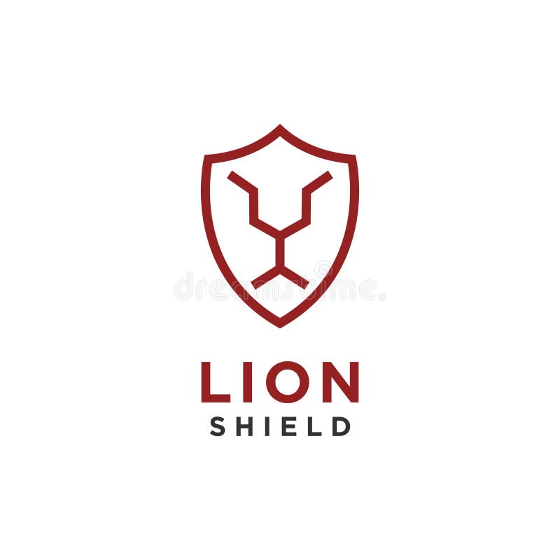 Lion Shield Logo Design Linear Style Stock Vector - Illustration of ...
