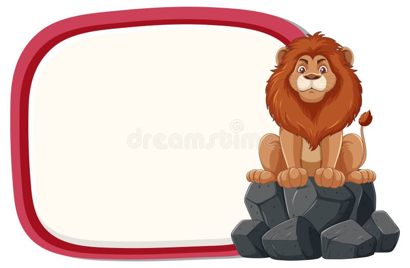 A Lion Sitting beside an Empty Frame Stock Vector - Illustration of ...