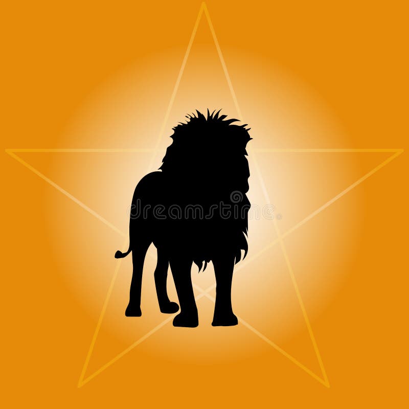 The lion stands in the sun stock vector. Illustration of star - 130772357