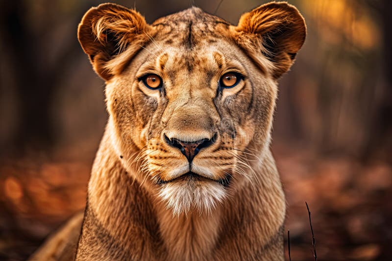 Lion is Staring at the Camera with Its Mouth Open. Stock Photo - Image ...