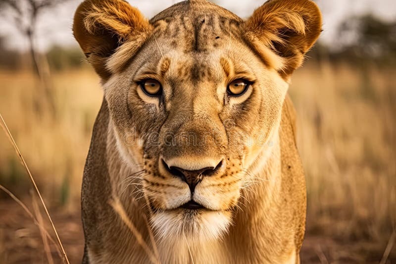 Lion is Staring at the Camera with Its Mouth Open Stock Image - Image ...