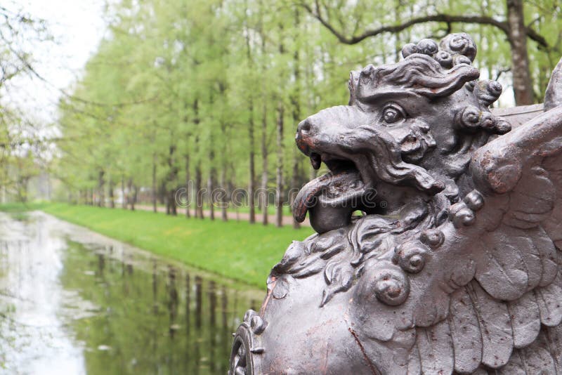 Lion Statue on the Bridge in the Park Springtime Stock Image - Image of ...