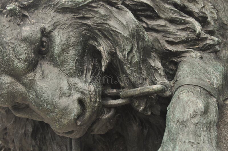 Lion Statue Encircled in Chains on the Coast of Venice Stock Image ...