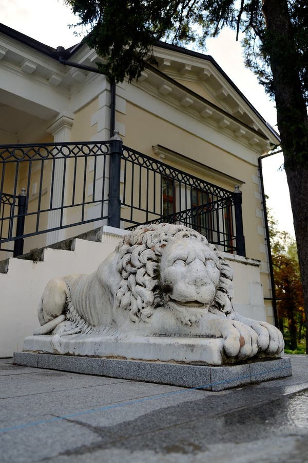 Lion Statue in Front of the House Vorontsov in the Park Salgirka ...
