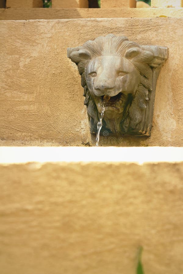 Lion Statue Spitting Water at the Park Stock Image - Image of tourist ...