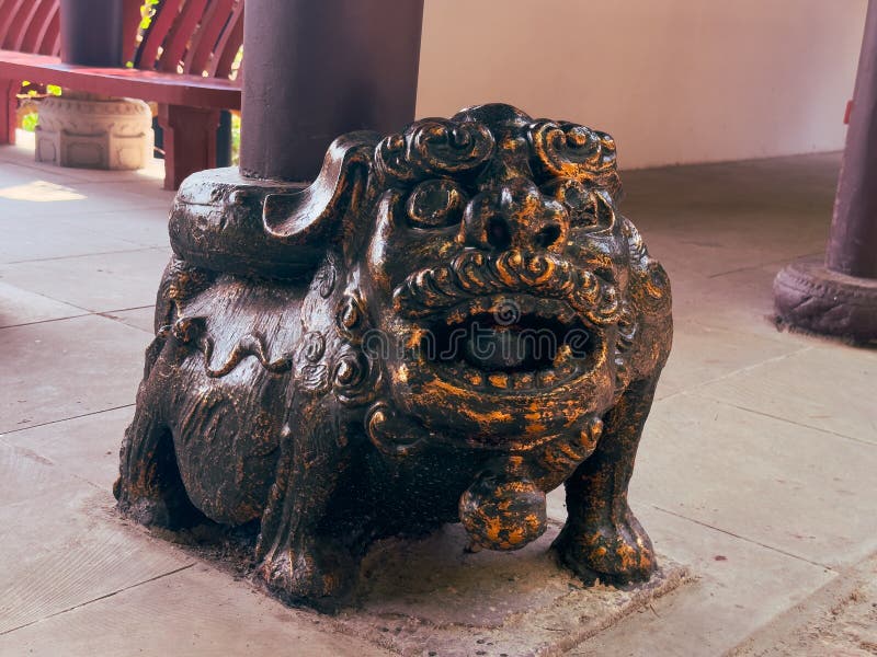 Lion Statue in the Temple in China Stock Photo - Image of furniture ...