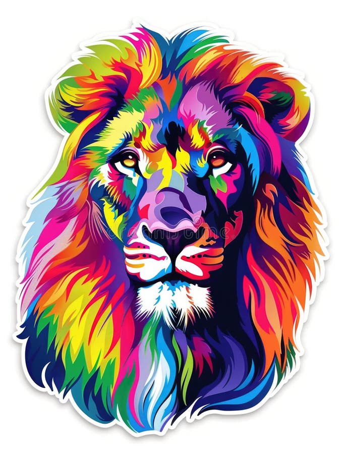 Lion Sticker White Background Stock Image - Image of decoration ...