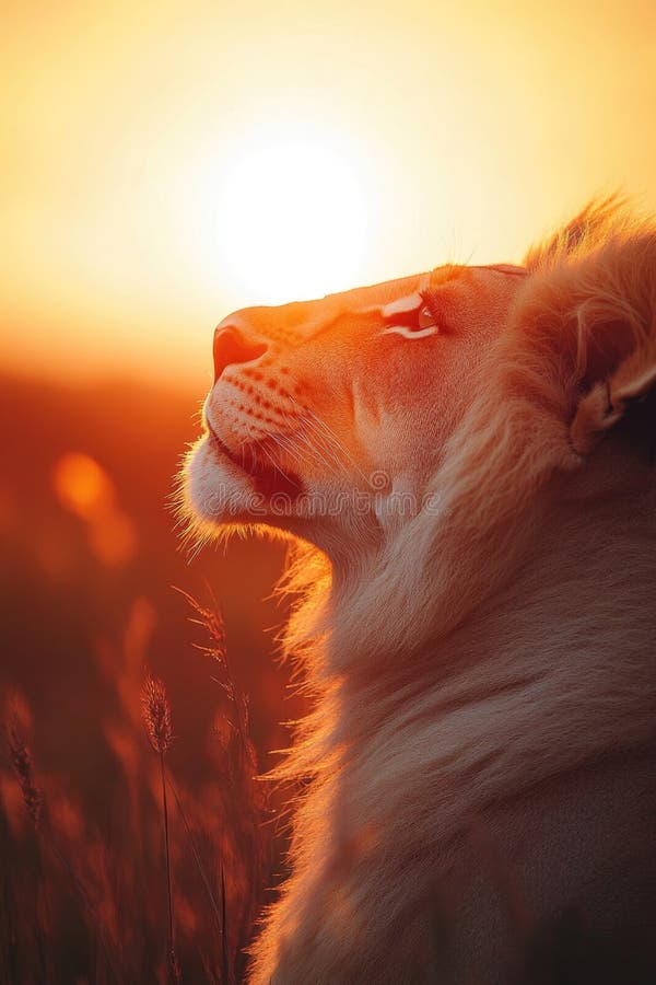 Lion at Sunset stock photo. Image of safari, lion, wildlife - 364254868