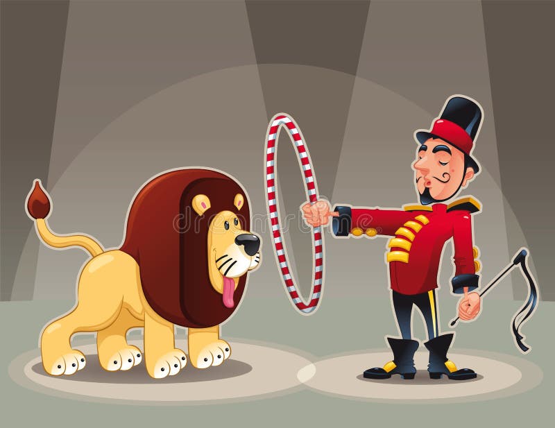 Lion Tamer with lion. stock vector. Illustration of vector - 24662413