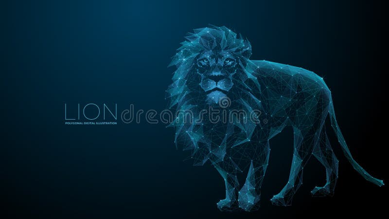 Lion. Technology Digital Polygon Vector on Dark Background. Stock ...