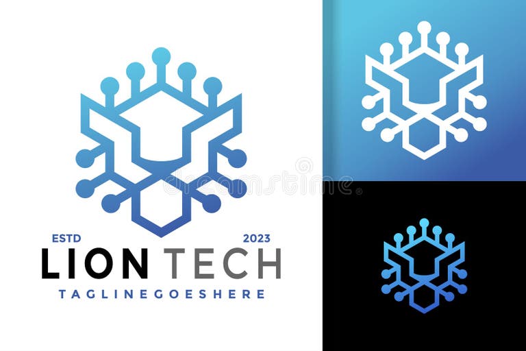 Lion Technology Geometric Logo Vector Icon Illustration Stock Vector ...