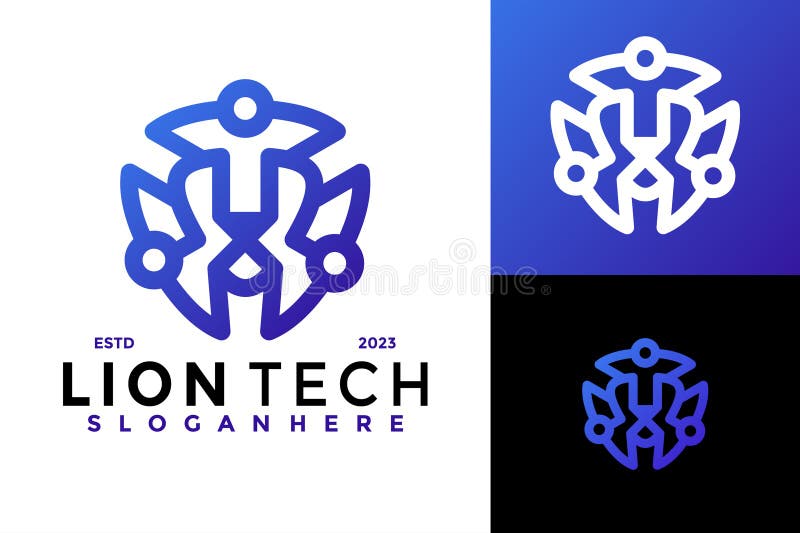 Lion Technology Logo Design Vector Symbol Icon Illustration Stock Vector - Illustration of ...