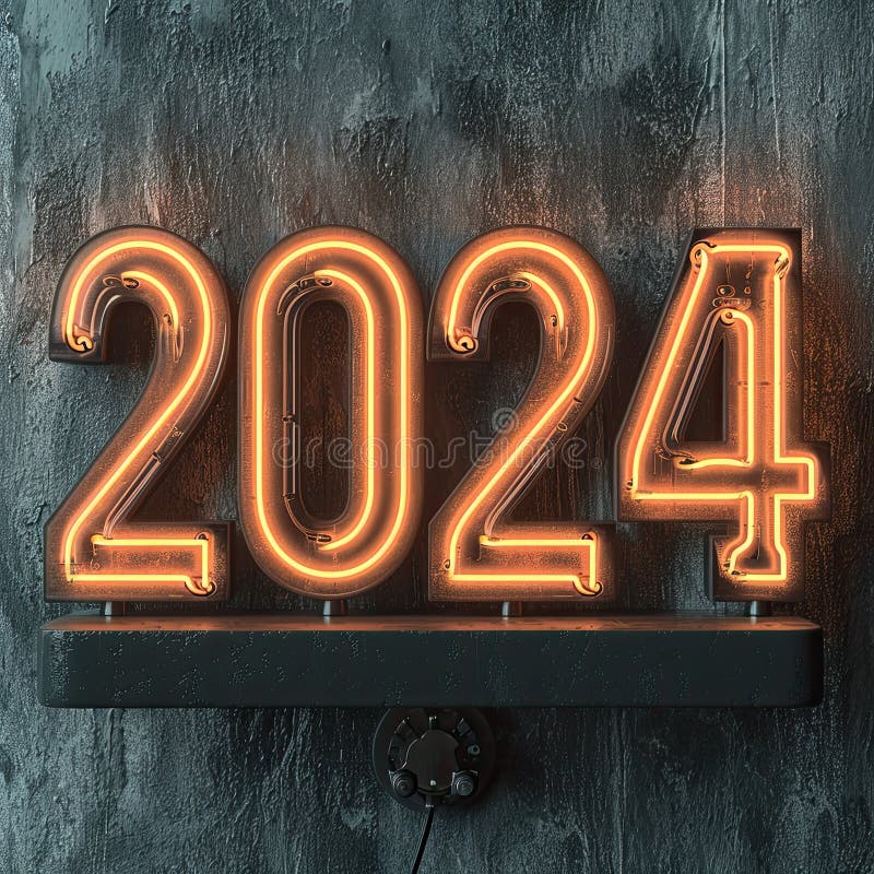 Lion Text with the Number 2024. Stock Illustration - Illustration of ...