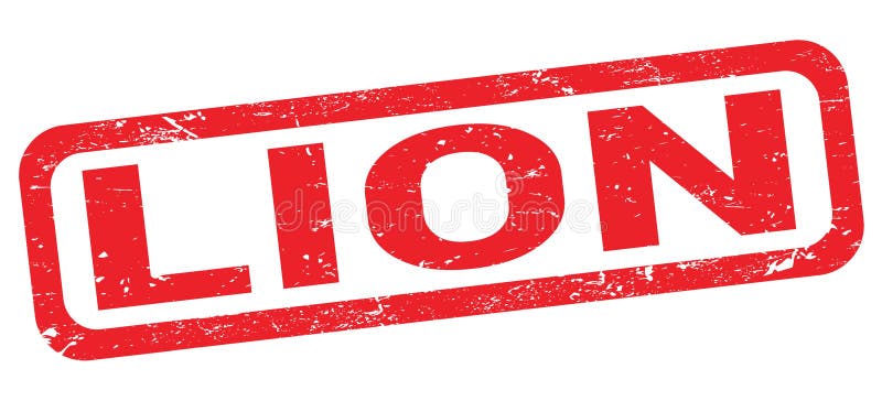 LION Text Written on Red Rectangle Stamp Stock Illustration ...