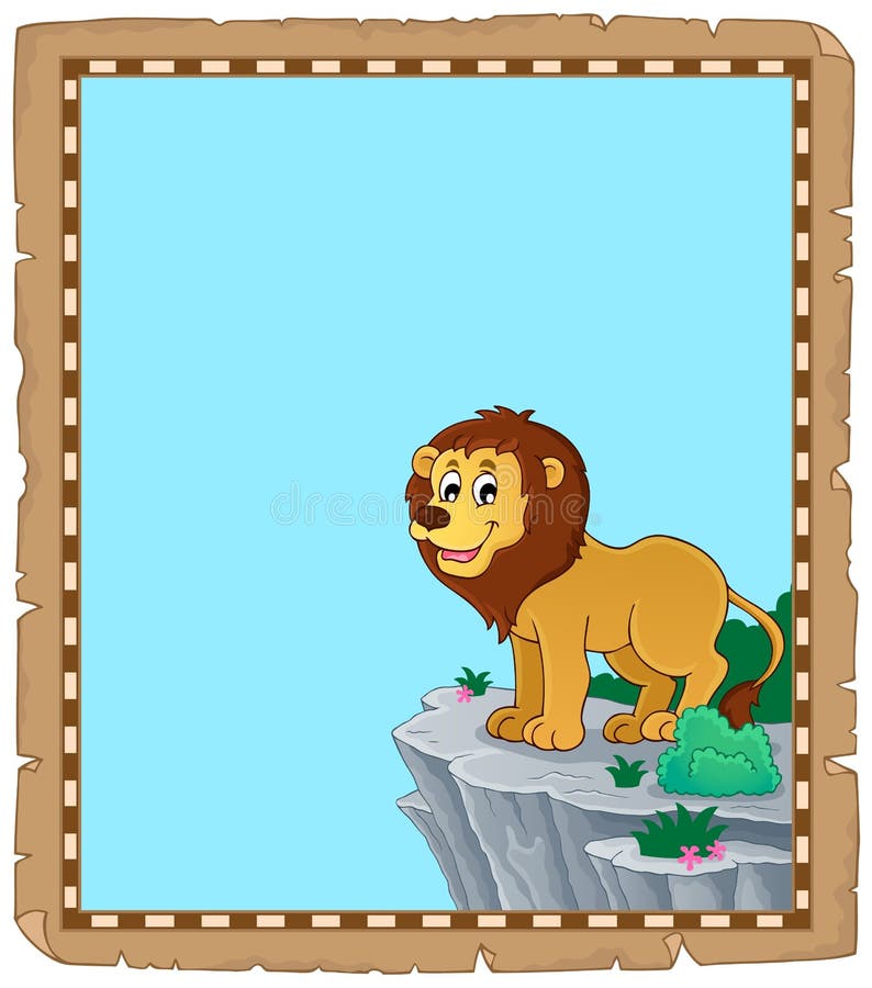 Lion theme parchment 1 stock vector. Illustration of paper - 131571180