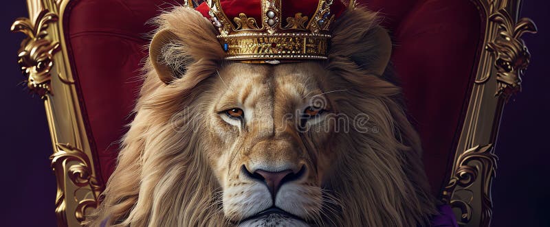 Lion on the Throne, AI Generated Stock Image - Image of africa ...