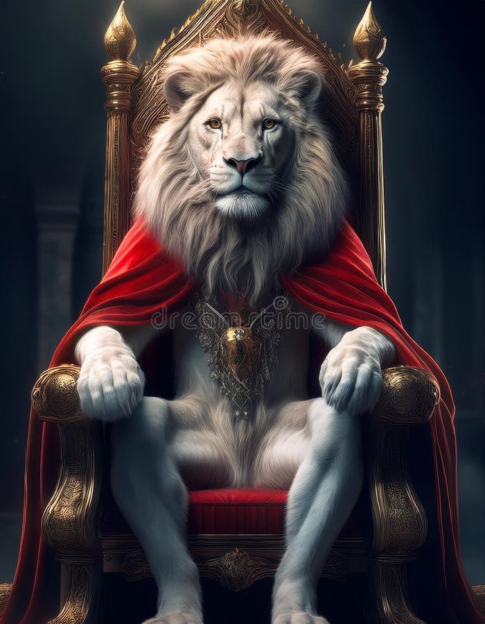 Lion on throne cartoon stock illustration. Illustration of poster ...