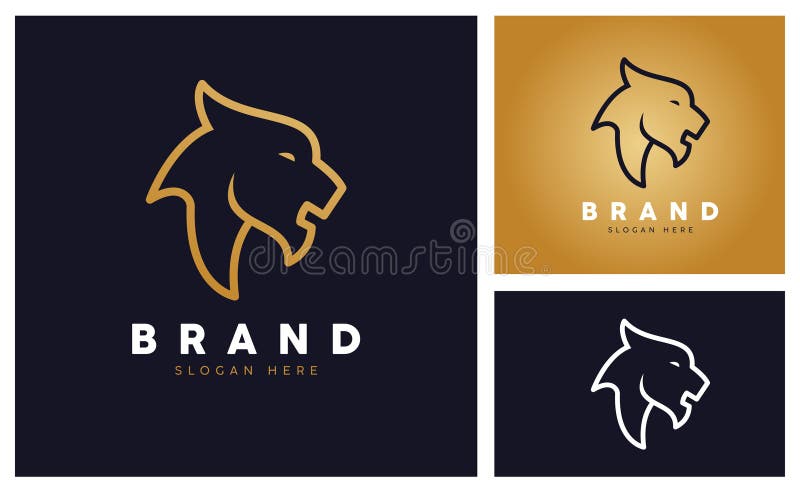 Lion Tiger Jaguar Simple Line Logo Design. Stock Vector - Illustration ...