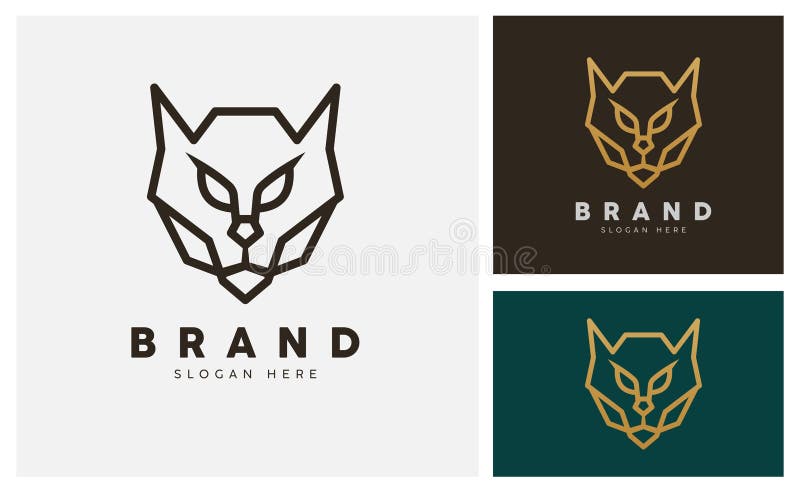Lion Tiger Jaguar Simple Line Logo Design. Stock Vector - Illustration ...