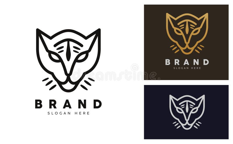 Lion Tiger Jaguar Simple Line Logo Design. Stock Vector - Illustration ...