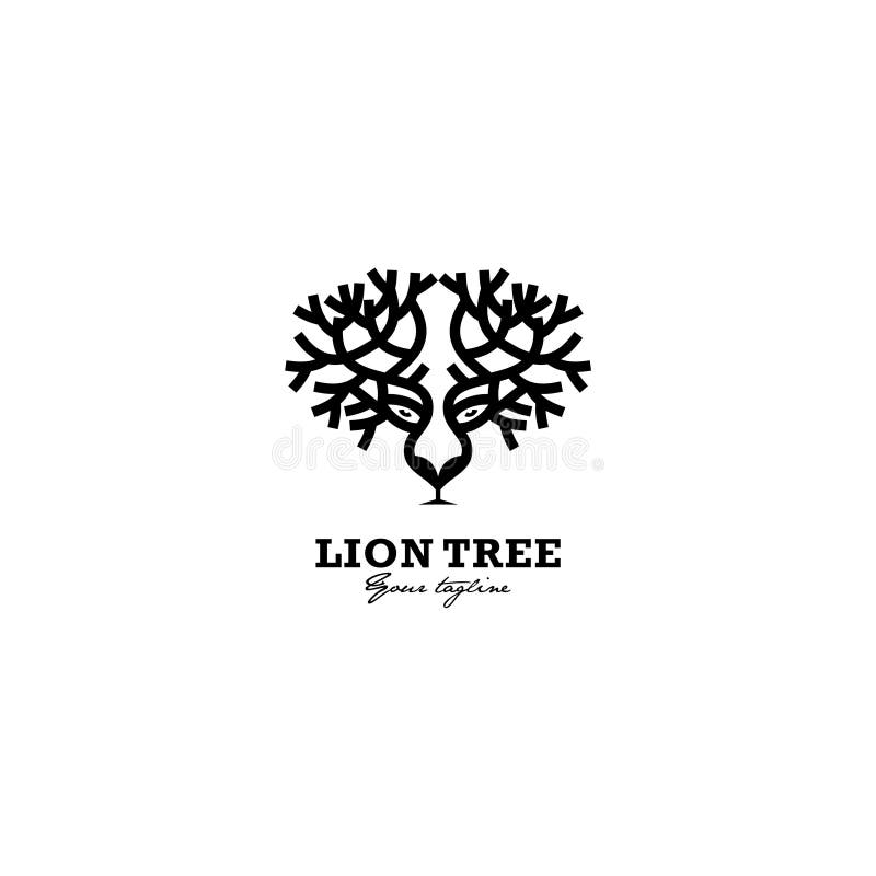 Lion Tree Vector Logo Design Stock Vector - Illustration of jungle ...