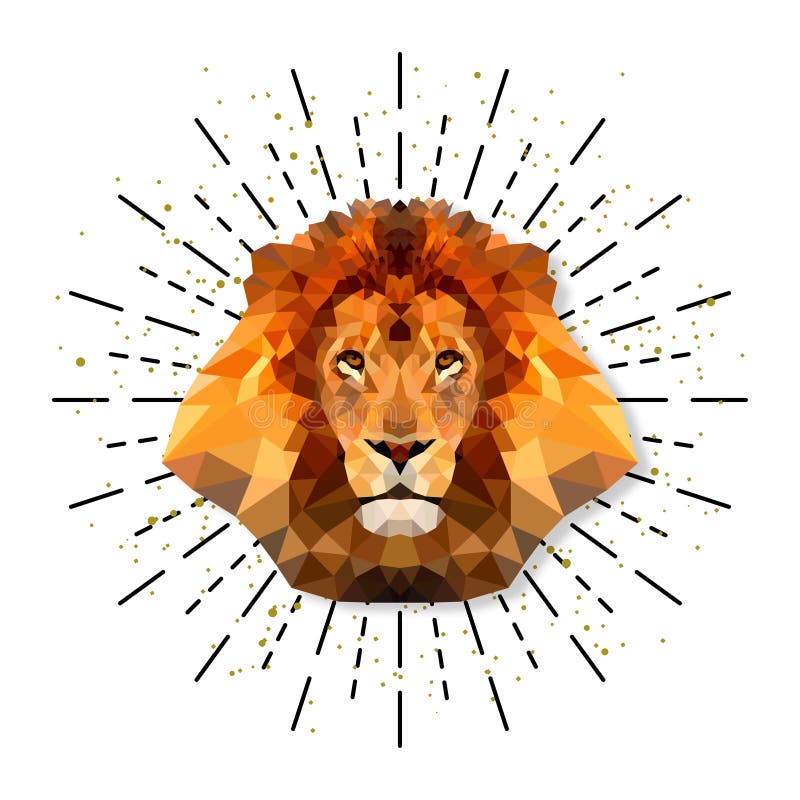 Lion in Triangle Style with Burst, Vector Stock Vector - Illustration ...