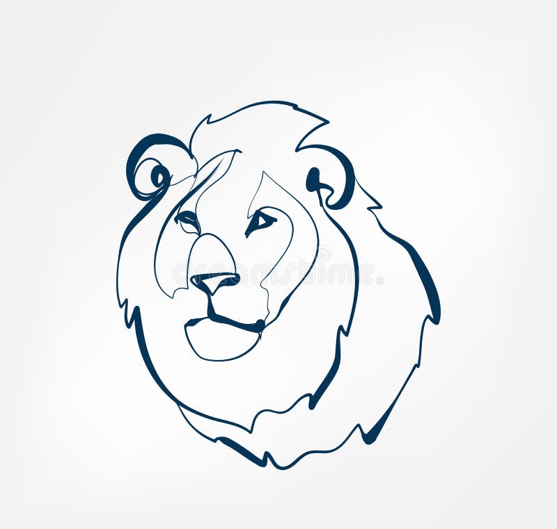 Lion Vector Animal Wild One Line Design Stock Illustration ...